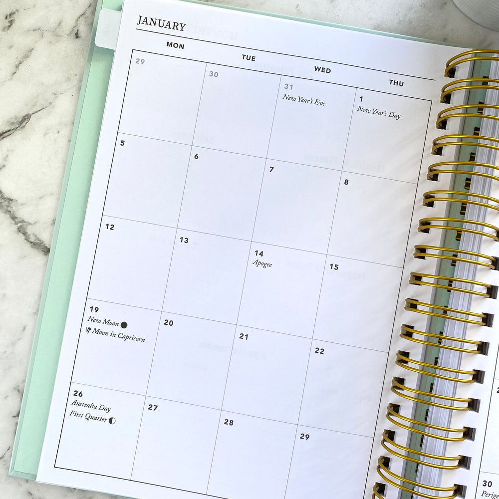 2026 SPIRAL WEEKLY Planner Diary (WEEK-TO-VIEW) BLUSH SAGE
